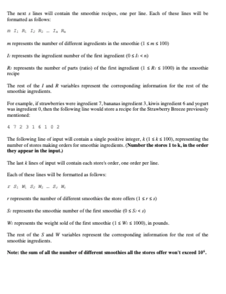 Solved A smoothie is a blended drink concoction, with | Chegg.com