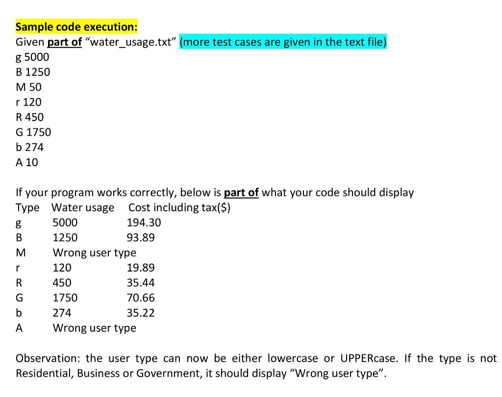 Solved Problem 1 (35 points): Water bill calculation Given | Chegg.com
