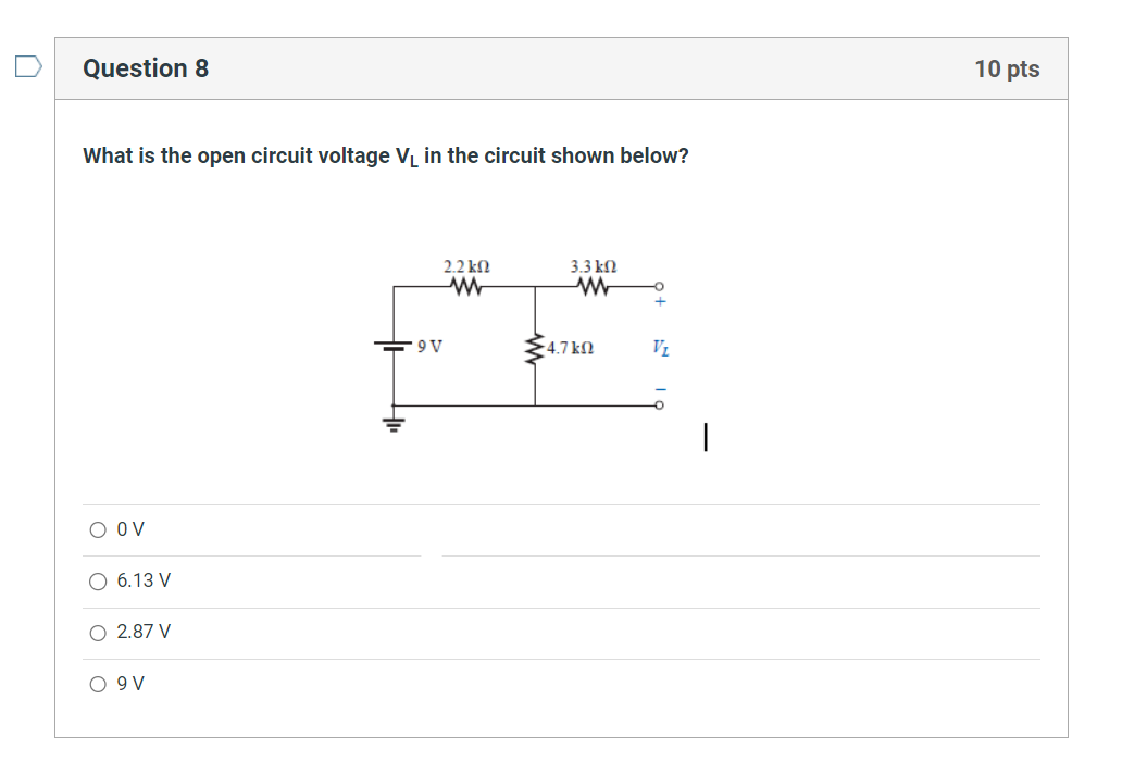Solved What is the open circuit voltage VL in the circuit | Chegg.com