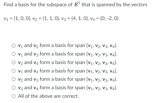 Solved Find a basis for the subspace of R3 that is spanned | Chegg.com