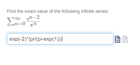 Solved Find the exact value of the following infinite | Chegg.com