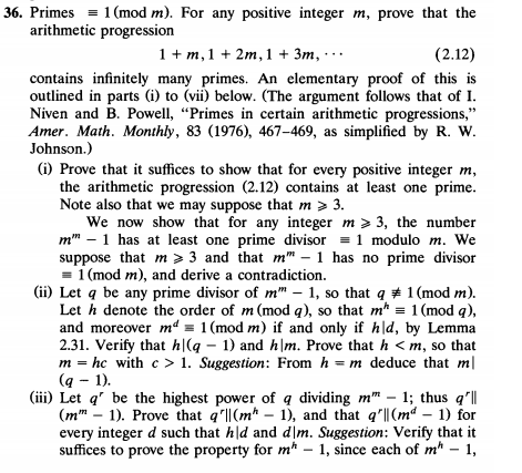 36. Primes = 1 (mod m). For any positive integer m, | Chegg.com