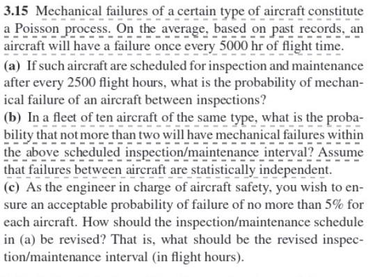 Solved 3.15 Mechanical failures of a certain type of | Chegg.com