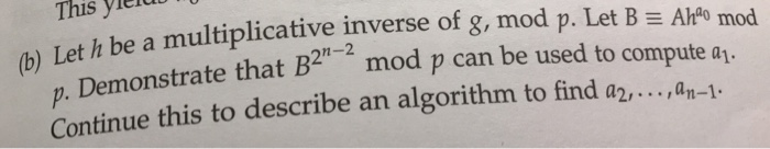 Solved Is: Suppose that g A mod p, g is a primitive root | Chegg.com