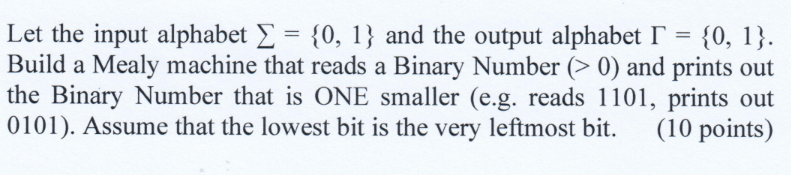 Solved Let the input alphabet ∑={0,1} and the output | Chegg.com