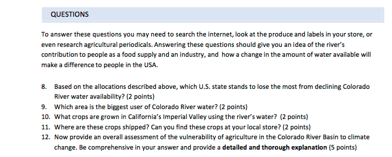 Solved Section II Part B: Allocations Colorado River Basin | Chegg.com
