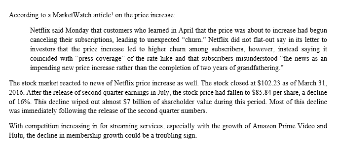Solved Netflix Price Increase Hurts Membership Netflix | Chegg.com