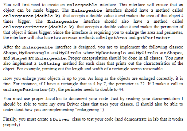 Solved Program : Java Practicing about interfaces. Also | Chegg.com