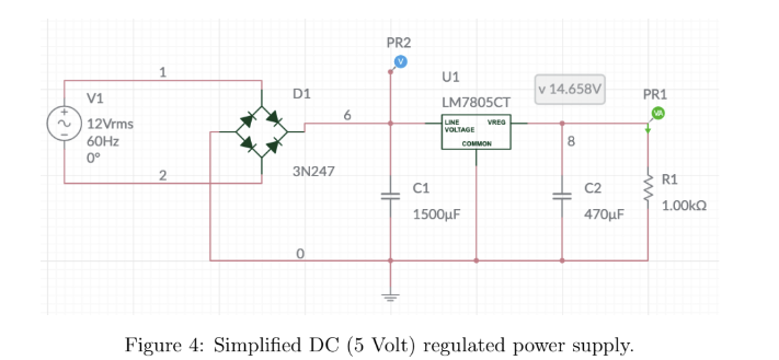 Solved Figure 4: Simplified DC (5 Volt) regulated power | Chegg.com