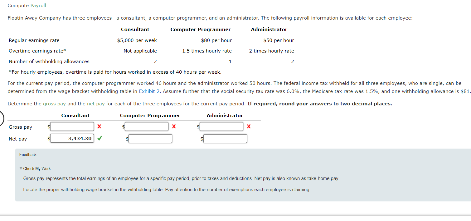 Solved Compute Payroll *For hourly employees, overtime is | Chegg.com