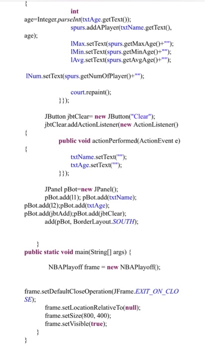 Write a program to simulate showing an NBA Team on a | Chegg.com