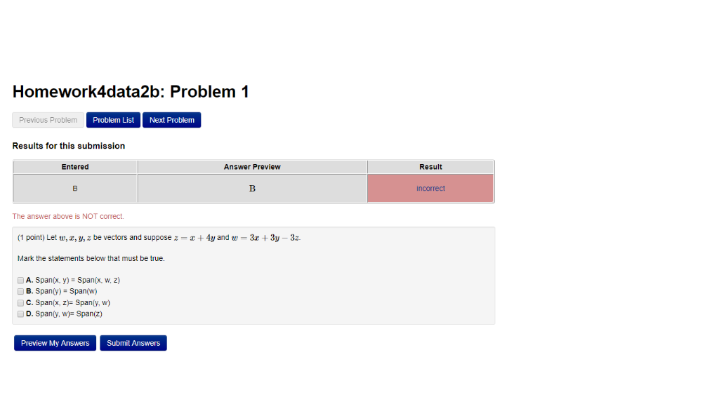 Solved (1 point) Let w,x,y,zw,x,y,z be vectors and suppose | Chegg.com Solved (1 point) Let w,x,y,zw,x,y,z be vectors and suppose | Chegg.com