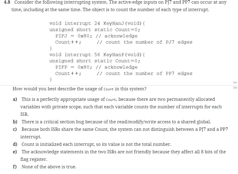 Solved 4.8 Consider the following interrupting system. The | Chegg.com