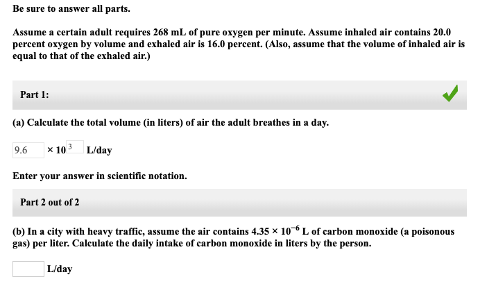Solved Be sure to answer all parts Assume a certain adult | Chegg.com