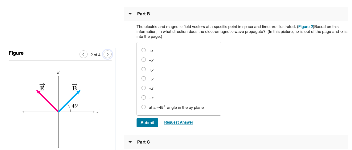 Solved Part A The electric and magnetic field vectors at a | Chegg.com