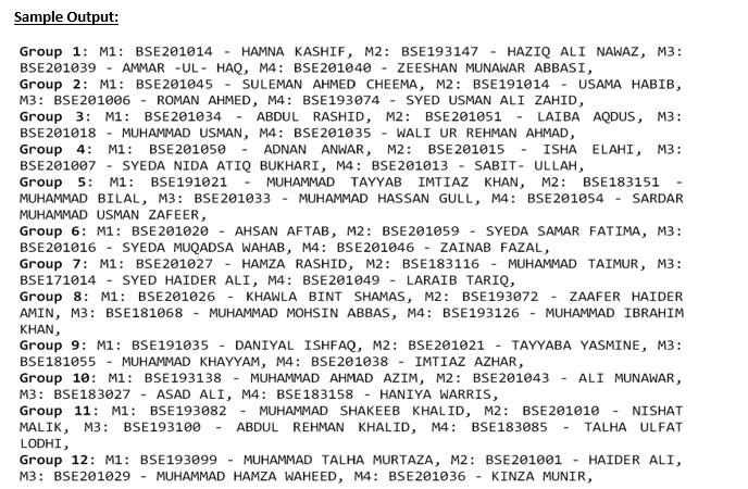 Random Groups Generation: Different courses in | Chegg.com