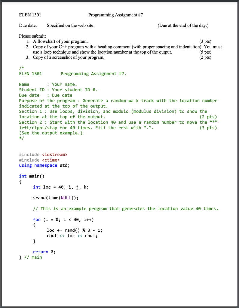 Solved ELEN 1301 Programming Assignment #7 Due date: | Chegg.com