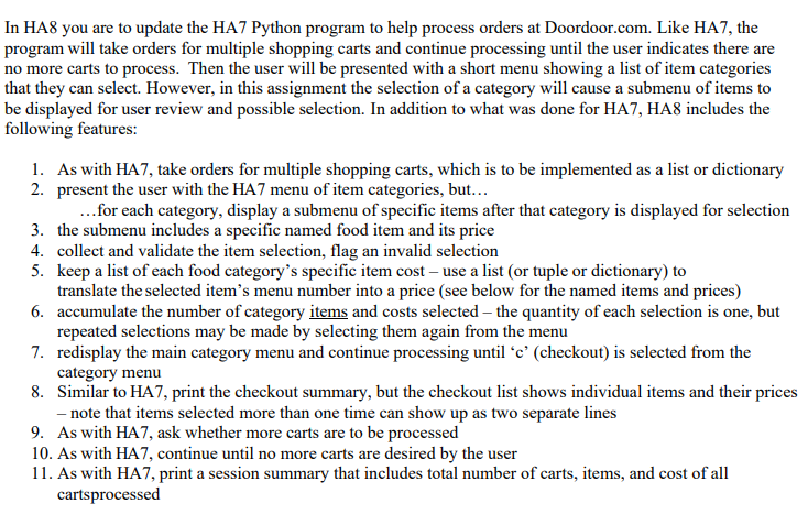 Solved HA7 CODE BELOW """ Python Program that process food | Chegg.com