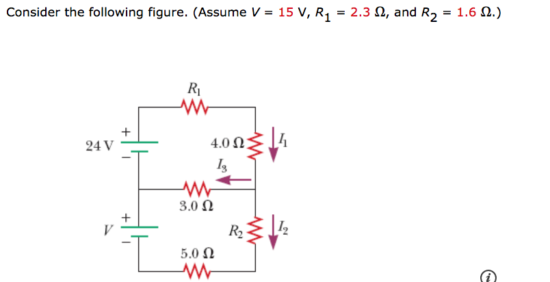 Solved Consider the following figure. Assume V=15V, R1=2.3, | Chegg.com