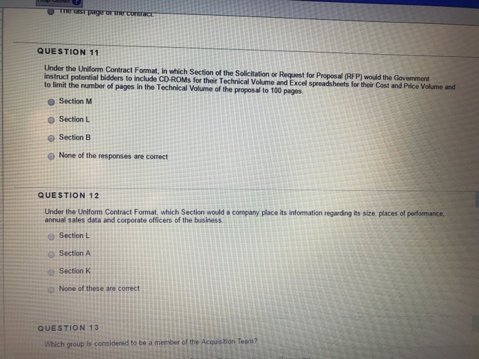 Solved QUESTION 11 Under the Uniform Contract Format, in | Chegg.com