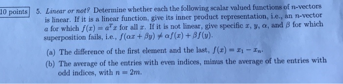Solved 10 points 5. Linear or not? Determine whether each | Chegg.com