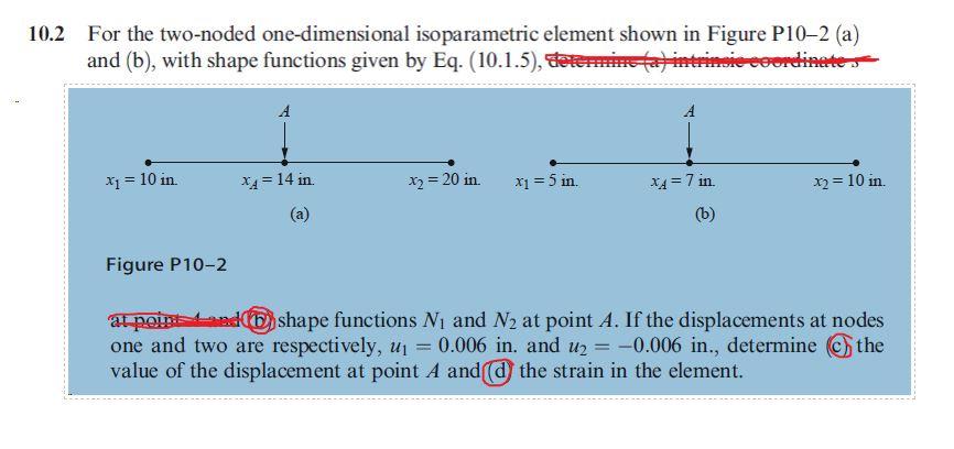 Solved For the two-noded one-dimensional isoparametric | Chegg.com