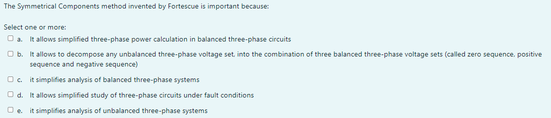 Solved The Symmetrical Components method invented by | Chegg.com