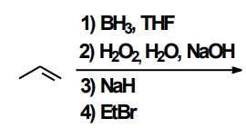 Solved 1) BH3, THE 2) H2O2 H2O, NAOH 3) NaH 4) EtBr | Chegg.com
