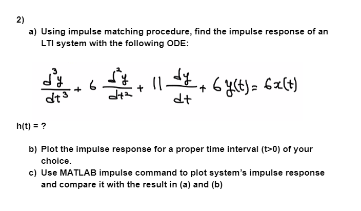 Solved 2) a) Using impulse matching procedure, find the | Chegg.com