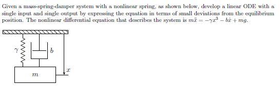 Solved Given a mass-spring-damper system with a nonlinear | Chegg.com