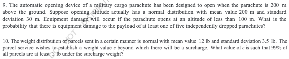 Solved 9. The automatic opening device of a military cargo | Chegg.com