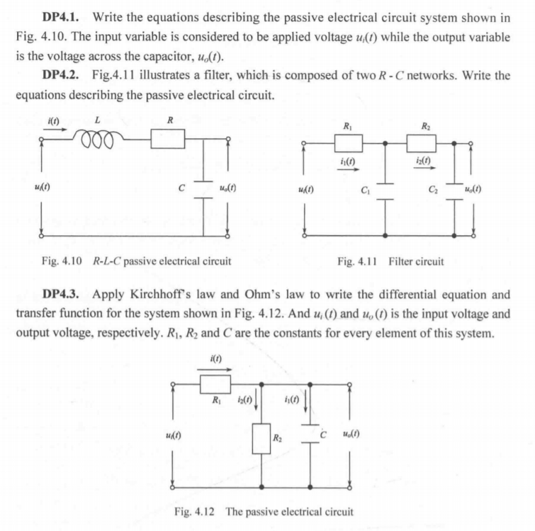 Solved DP4.1. Write the equations describing the passive | Chegg.com