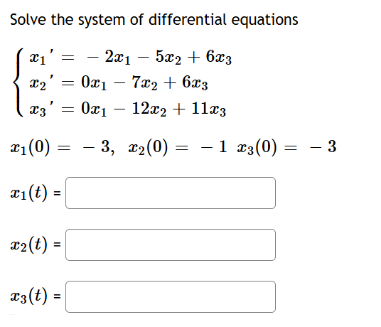 Solve the system of differential equations PLEASE | Chegg.com