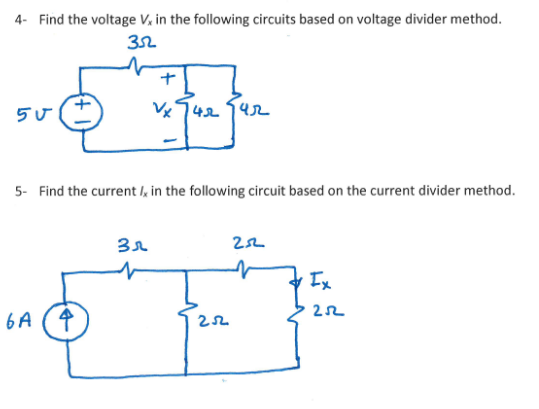 Solved 4- Find the voltage V, in the following circuits | Chegg.com