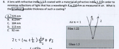 [Solved]: 8. A lens with refractive ind ( { }^{x} 1.5 )