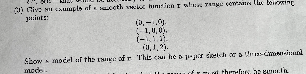 Solved Give an example of a smooth vector function r whose | Chegg.com