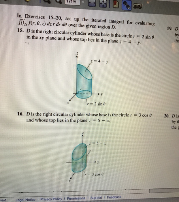 Solved 171% In Exercises 15-20, set up the iterated integral | Chegg.com Solved 171% In Exercises 15-20, set up the iterated integral | Chegg.com