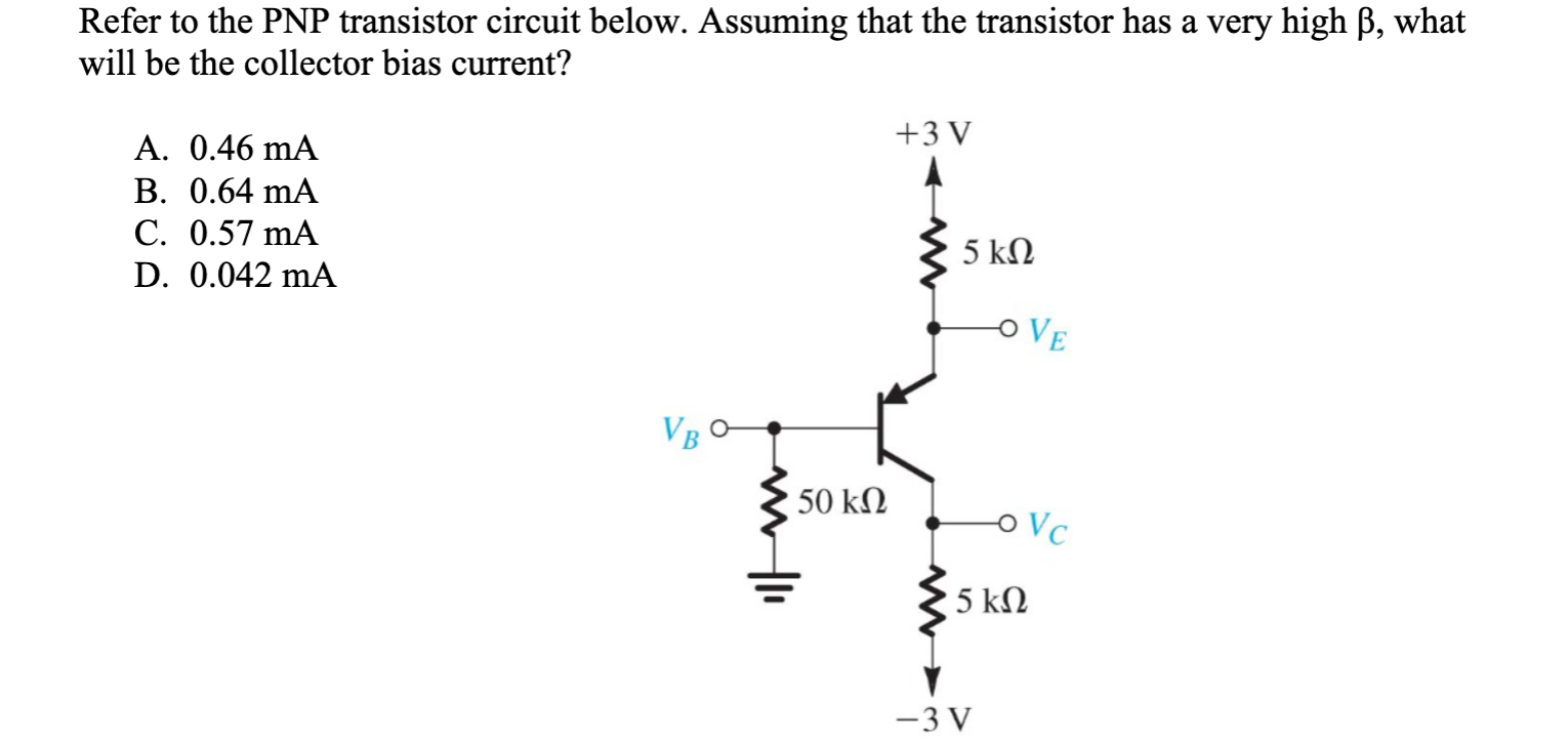 Solved Refer to the PNP transistor circuit below. Assuming | Chegg.com