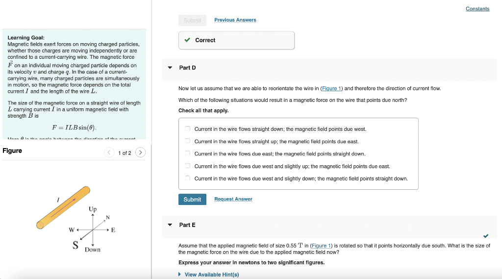 Solved Constants Submit Previous Answers Correct Part D | Chegg.com