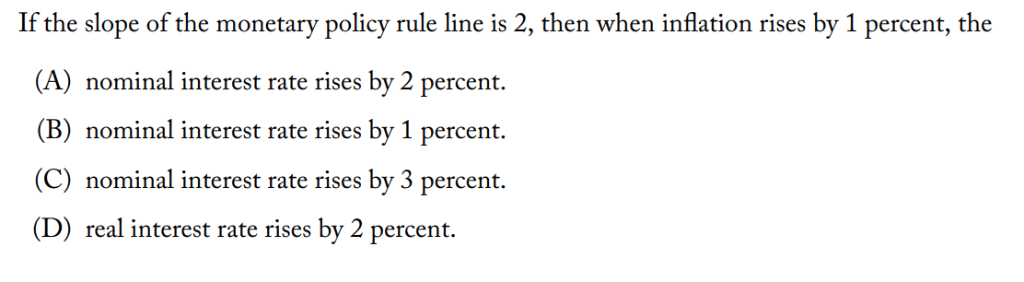 Solved If the slope of the monetary policy rule line is 2, | Chegg.com