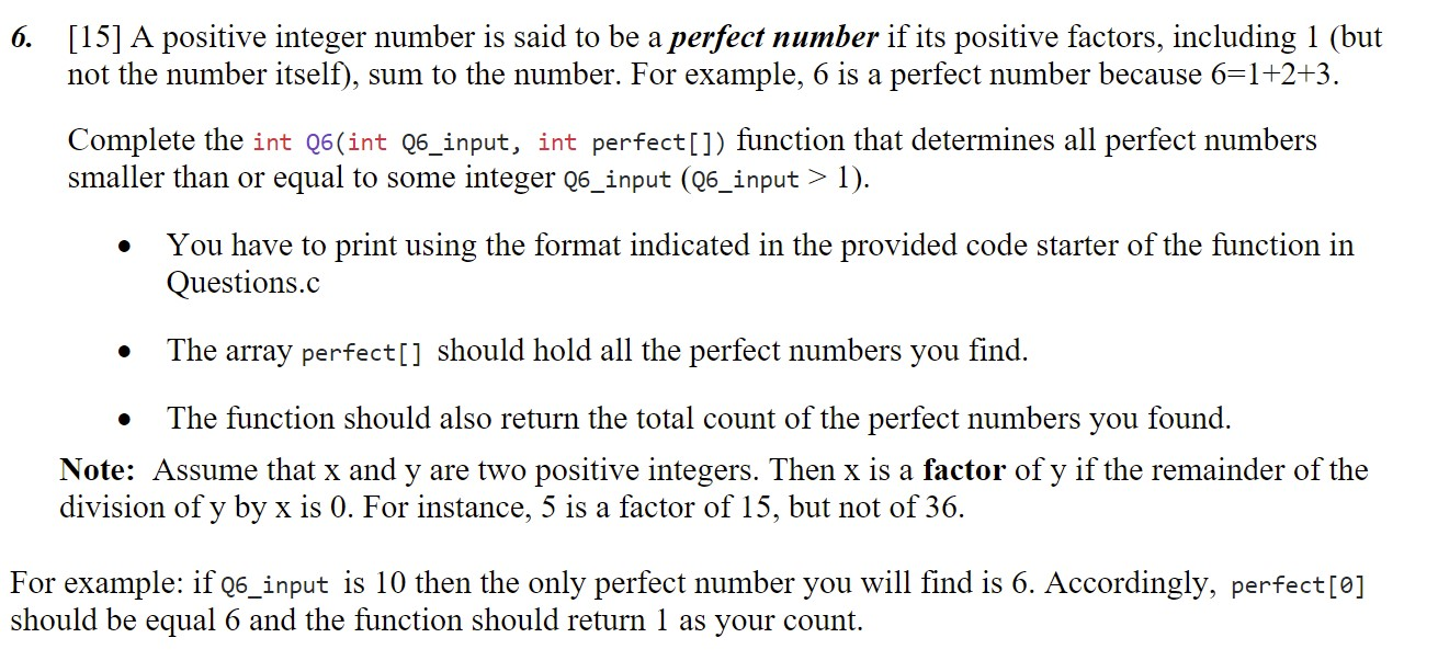 Solved 6. [15] A positive integer number is said to be a | Chegg.com