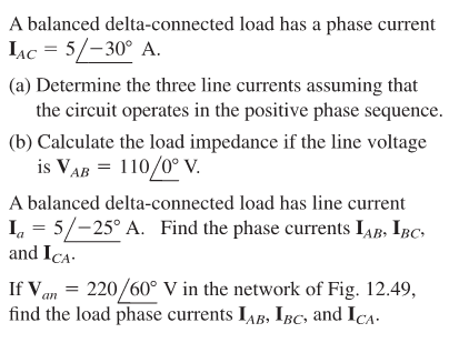Solved A balanced delta-connected load has a phase current C | Chegg.com