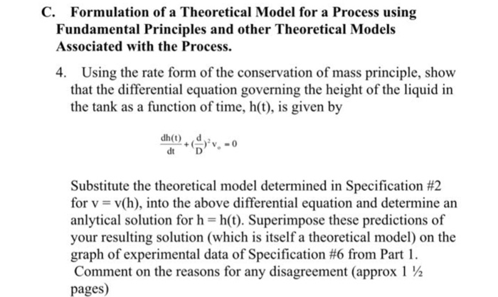 Solved C. Formulation of a Theoretical Model for a Process | Chegg.com