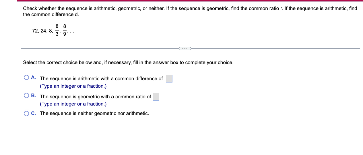 Solved Check whether the sequence is arithmetic, geometric, | Chegg.com