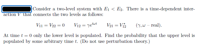 Solved Consider a two-level system with E1