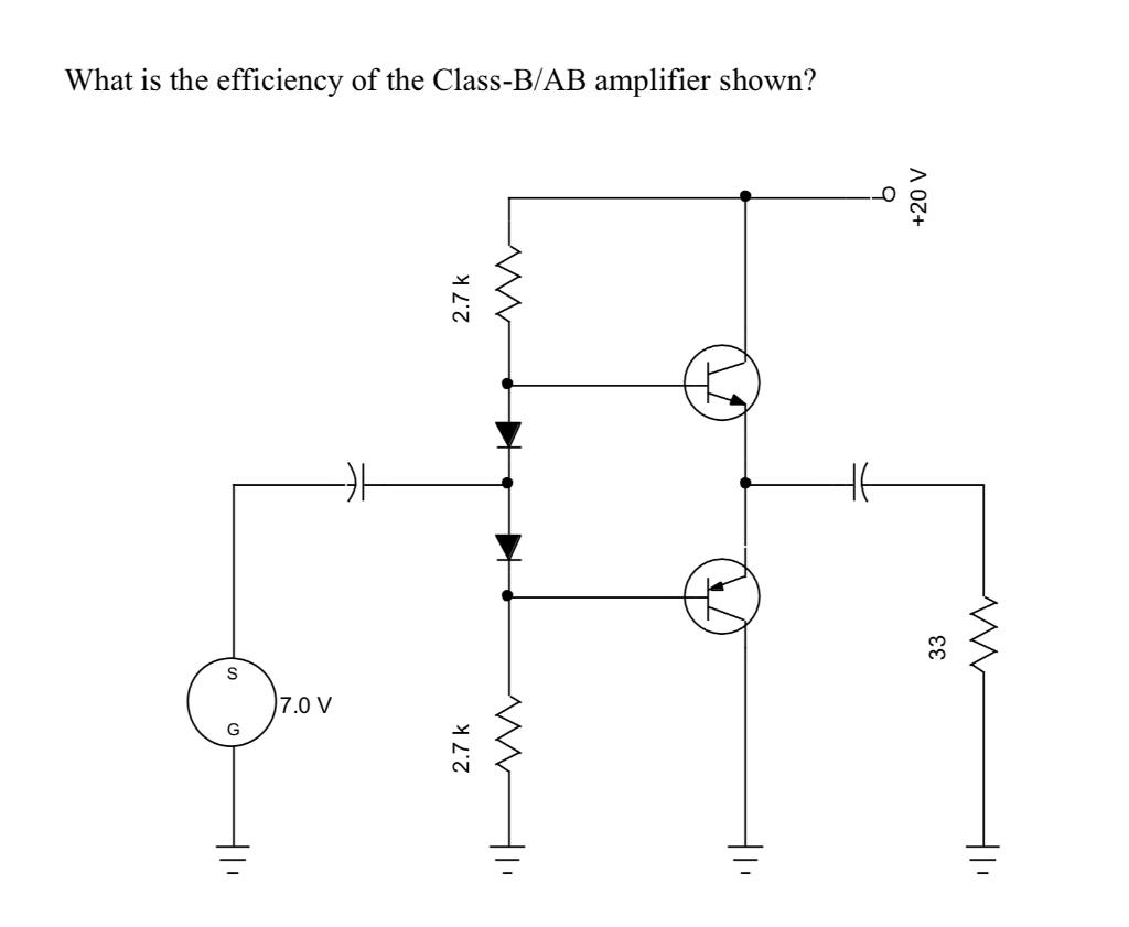Solved What is the efficiency of the Class-B/AB amplifier | Chegg.com