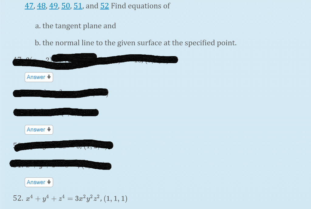 Solved 47, 48, 49, 50, 51, and 52 Find equations of a. the | Chegg.com
