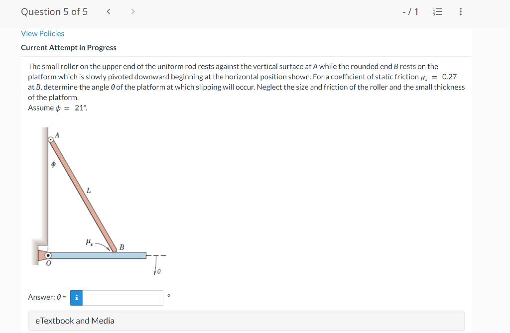 Solved The small roller on the upper end of the uniform rod | Chegg.com
