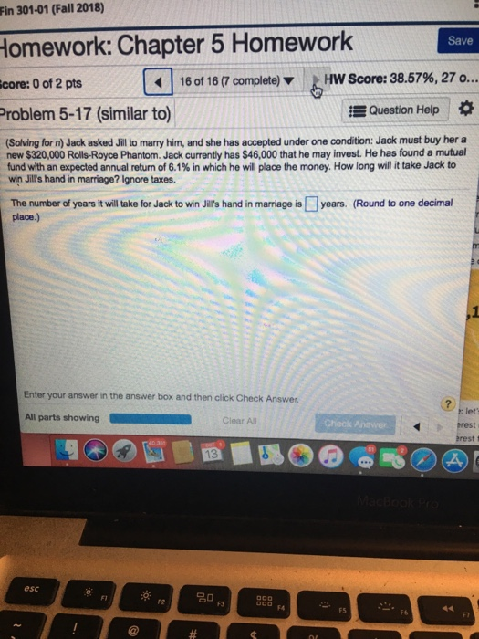 Solved Fin 301-01 (Fall 2018) Save omework: Chapter 5 | Chegg.com