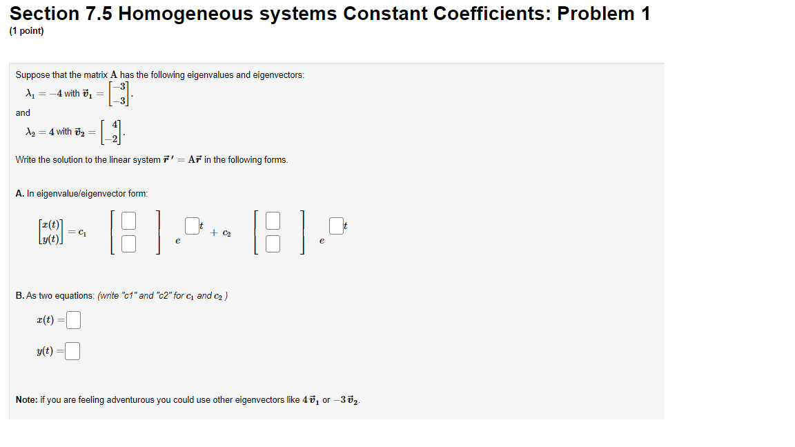 Solved Section 7.5 Homogeneous systems Constant | Chegg.com